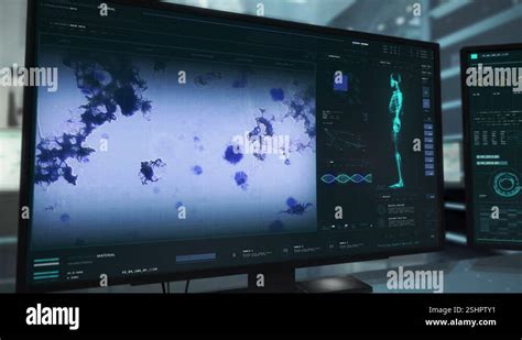 Modern Laboratory Software Is Examining The Microbe Cells Under The