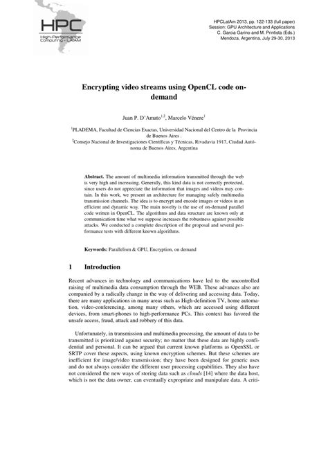 Pdf Encrypting Video And Image Streams Using Opencl Code On Demand