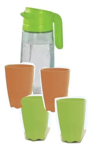 Jarra Cristal Flash Con Vasos De Tupperware Envío Gratis