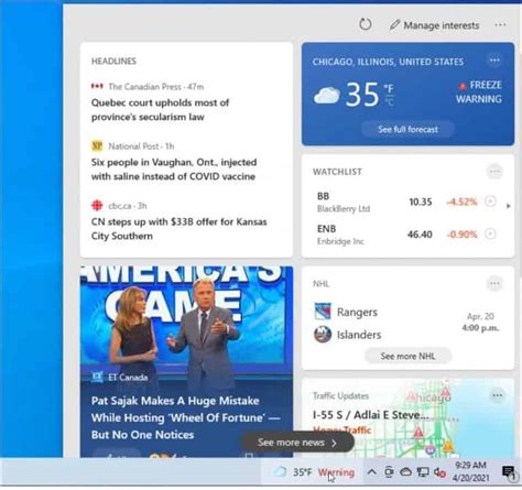how to disable the news and interests widget on the windows 10 taskbar