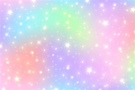 무지개 유니콘 배경입니다 반짝이는 별이 있는 파스텔 그라데이션 컬러 하늘 매직 핑크 은하 공간 벡터 요정 추상 패턴입니다 유니콘에 대한 스톡 벡터 아트 및 기타 이미지