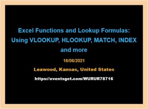 Excel Functions And Lookup Formulas Using Vlookup Hlookup Match Index And More The Unit