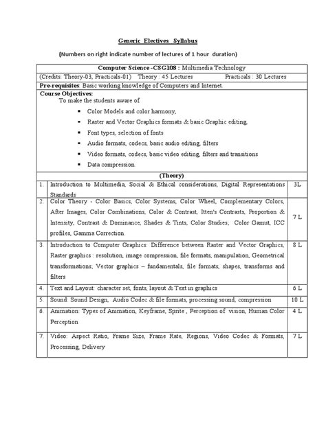 Multimedia Technology Syllabus Pdf