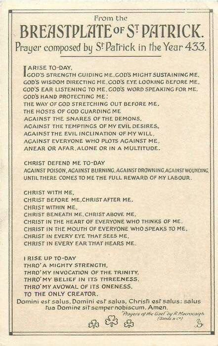 From The Breastplate Of St Patrick I Arise To Day Prayer