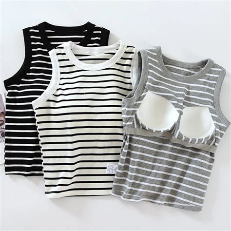 여성을 위한 원피스 잠옷 탑 새로운 패션 스트라이프 민소매 여름 잠옷 셔츠 슬림 코튼 가슴 패드 수면 티셔츠 Aliexpress