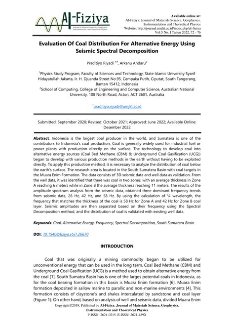 Pdf Evaluation Of Coal Distribution For Alternative Energy Using