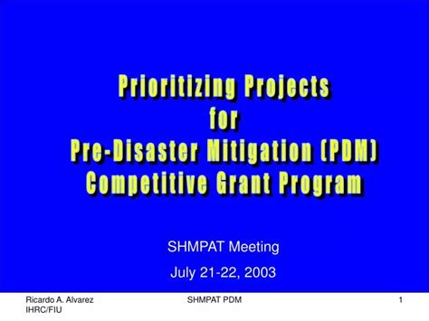 Ppt Prioritizing Projects For Pre Disaster Mitigation Pdm