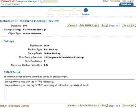 Setting Up RMAN For Backup And Recovery Using Database Control