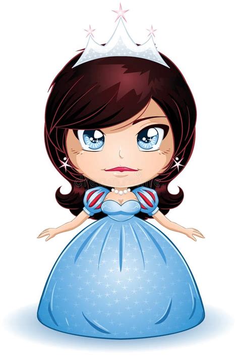 Schwarzes Haar Prinzessin With Im Blauen Kleid Vektor Abbildung Illustration Von Kind M Rchen