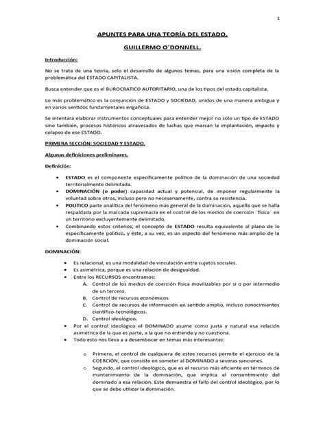 Adm Y Pol Pub O Donnel Apuntes Para Una Teoría Del Estado Pdf