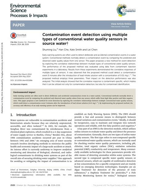 Pdf 2014 3rd Author Contamination Event Detection Using Multiple
