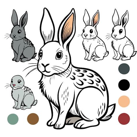 Illustration Of Various Rabbit Designs And Color Options Premium Ai