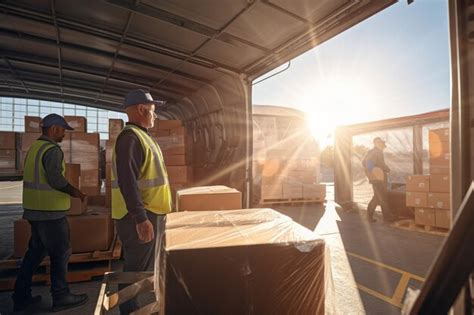 Premium Photo Warehouse Workers Loading Boxes Into Airplane