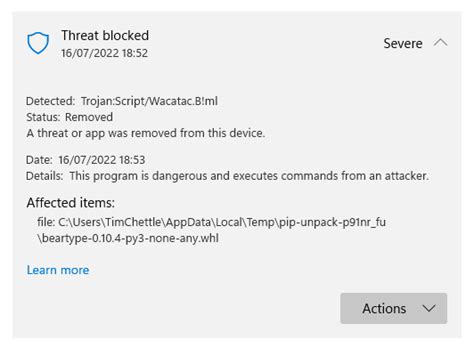 windows defender blocking install when installing pglet · issue 146