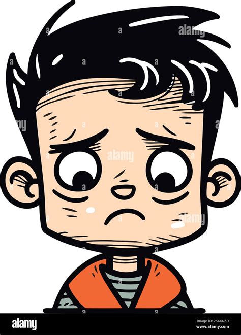 Boy With Angry Facial Expression Vector Illustration Isolated On White