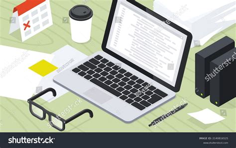 Isometric Coding Illustration Laptop Code Calendar Stock Vector Royalty Free 2140816525