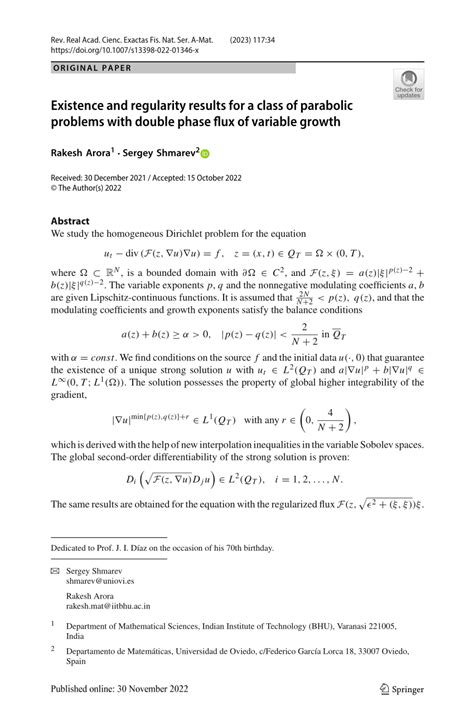 Pdf Existence And Regularity Results For A Class Of Parabolic Problems With Double Phase Flux