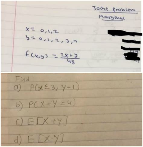 Solved Please Solve This Joint Probability Question Solve Chegg Com