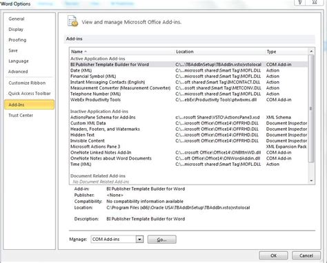 Bi Publisher Add In Does Not Show Up In Office 2010windows 7 Oracle Apps Tech Blog