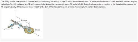 Solved The Kg Circular Disk Spins About Its Axle With A Chegg