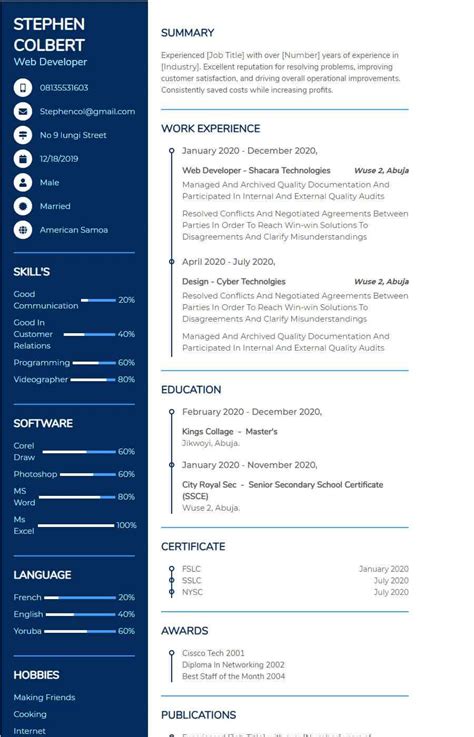 Mycvcreator Cv Builder Resume Maker And Online Cv Generator