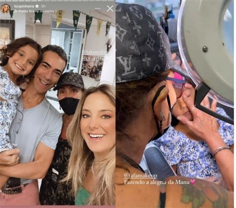 César Tralli e Tici exibem a bebê fazendo maquiagem profissional