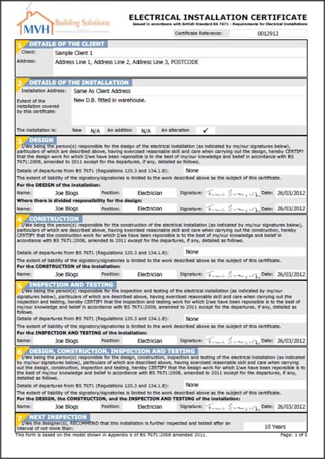 Completed Minor Electrical Installation Works Certificate Of Insurance Networkspriority
