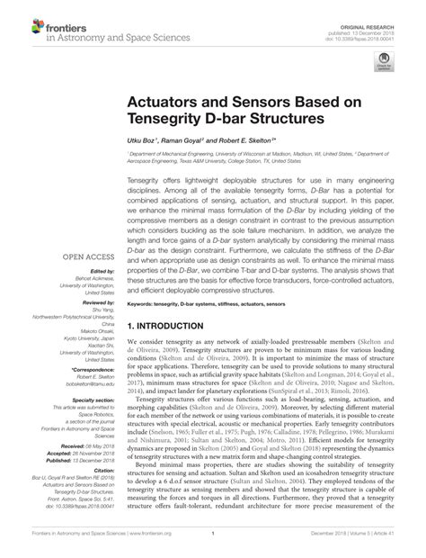 Pdf Actuators And Sensors Based On Tensegrity D Bar Structures