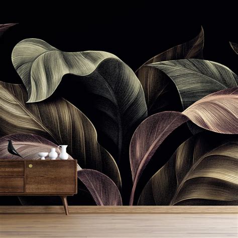 Elevate Your Living Room With 3d Tropical Leaves Wallpaper Murals Paper Plane Design