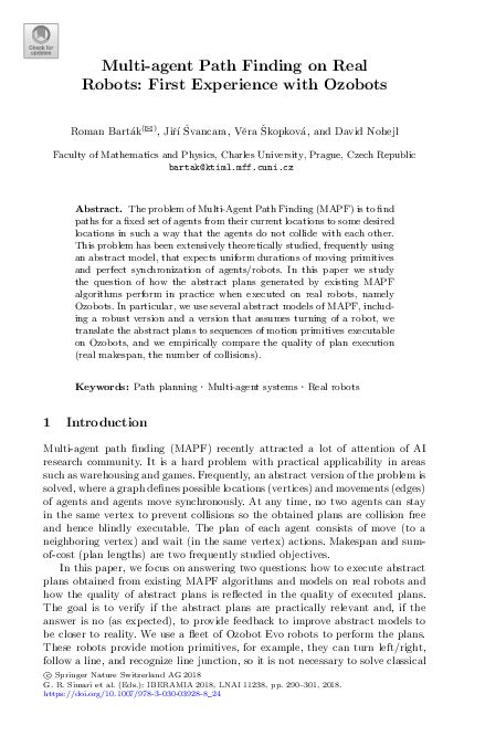 Pdf Multi Agent Path Finding On Real Robots First Experience With