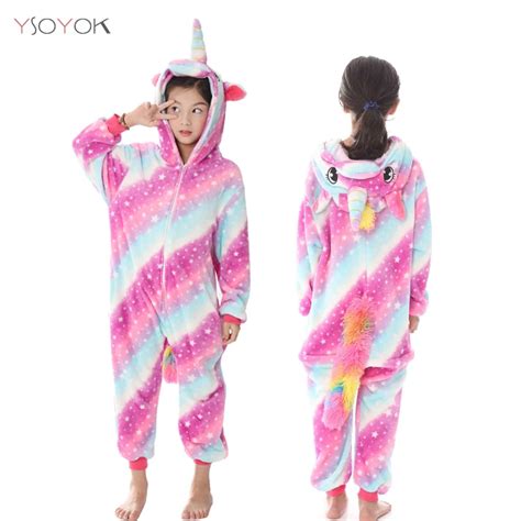 Дети кигуруми Единорог пижамы для детей с изображением животных одеяло ...