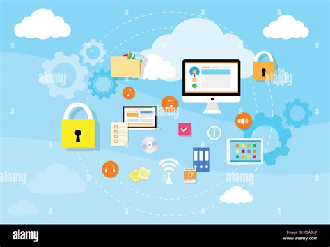 Computer Device Data Cloud Storage Security Stock Vector Image And Art Alamy