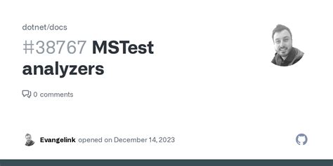 Mstest Analyzers · Issue 38767 · Dotnetdocs · Github