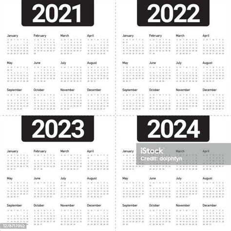 2021年 2022 2023 2024 年日曆向量設計範本向量圖形及更多2021圖片 2021 2024 乾淨 Istock