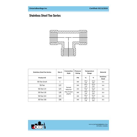 Stainless Steel 18 Fnpt Tee