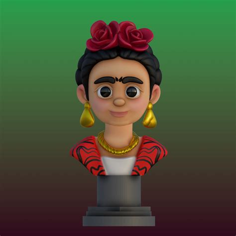 👤 Frida Bust With Stand・ Stl File For 3d Printing・cults