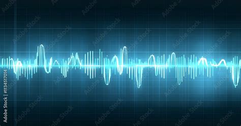 Glowing Digital Waveforms Fluctuating In Sync With A Pulsating Grid