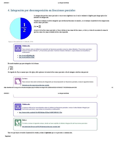 Integración Por Descomposición En Fracciones Parciales V2 Pdf Integral Objetos Matemáticos