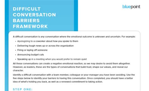 Difficult Conversation Simulation 5 Step Framework Bluepoint