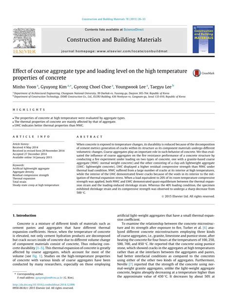 Pdf Effect Of Coarse Aggregate Type And Loading Level On The High