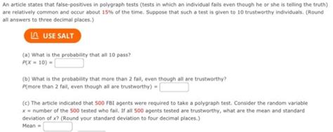Solved Article States That False Positives In Polygraph