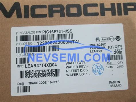 Pic16f73t I Ss Microchip Electronic Control Unit Nevsemi Electronics