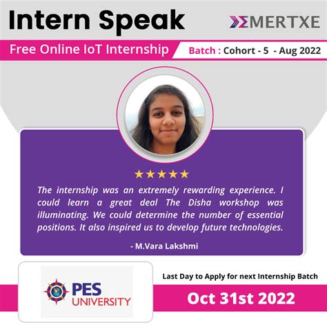 Congratulations Mvara Lakshmi🎉 On Completing Your Iot Internship With Emertxeit May Your