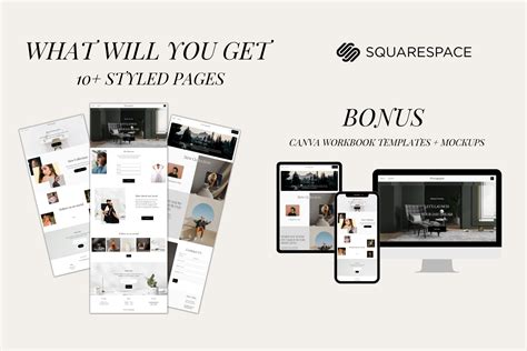 Modern Squarespace Theme Template Website Pages Canva Photography Graphic Template Digital