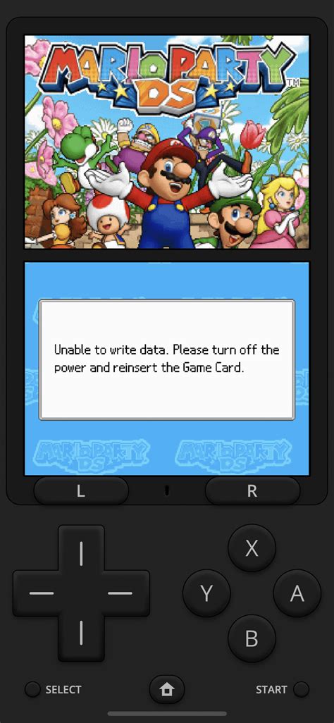Mario Party DS "Unable to write data" after importing the save file from my DS. Is there a way ...