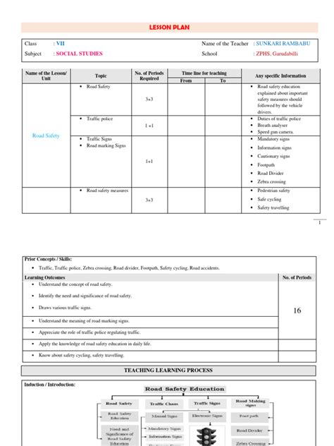 96620 Lesson Plan 7th Ss Road Safety Pdf Traffic Traffic