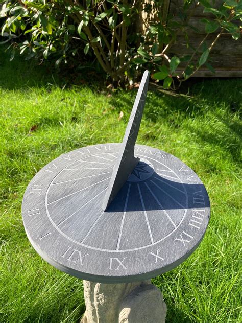 Sundial For Garden Sun Dial Clock Slate Clock Round Grey Garden