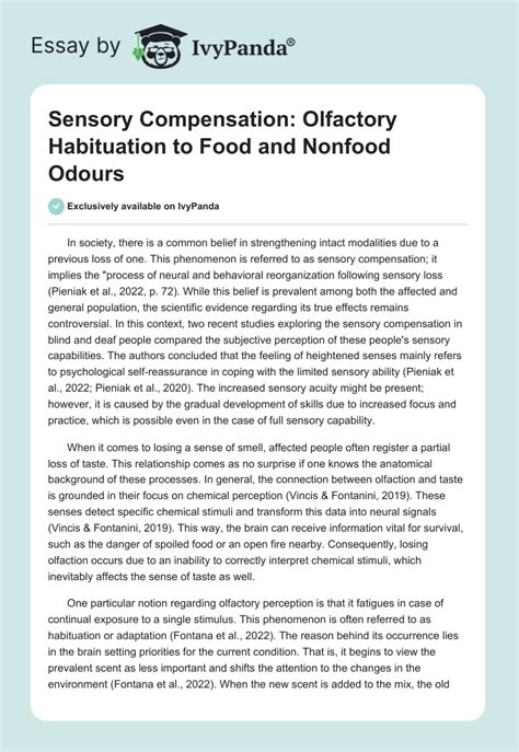 Sensory Compensation Olfactory Habituation To Food And Nonfood Odours