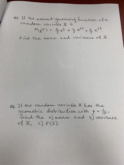 solved 5 if the moment generating fundin randam variable x