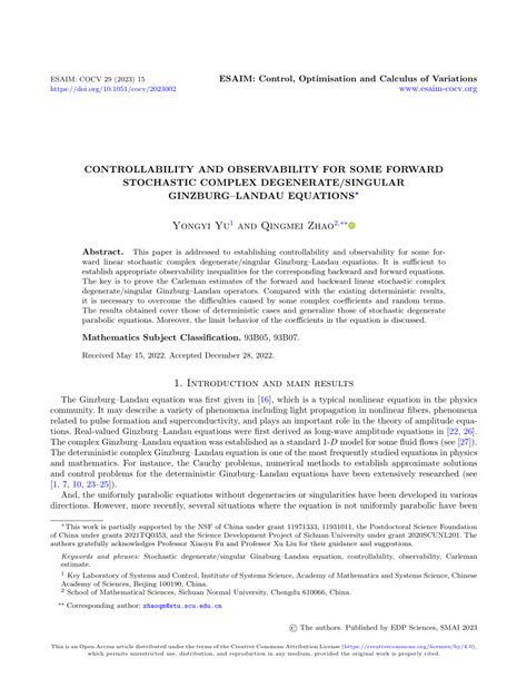 Pdf Controllability And Observability For Some Forward Stochastic